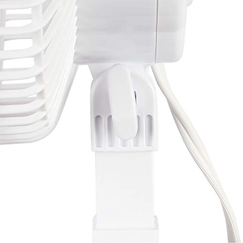 Hurricane Classic 6 Inch Clip Fan, 2 Speed Portable Mini Desk Personal Table Fan with Adjustable Tilt for Home Office, Stroller, and Travel, White