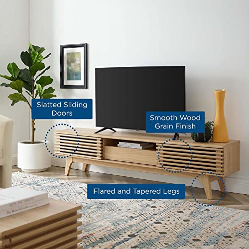 Modway Render Mid-Century Modern Low Profile 70 Inch TV Stand in Oak, 70"