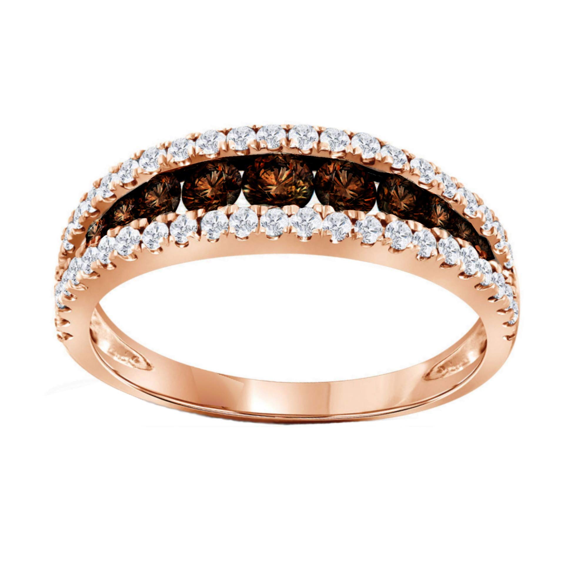 BRANDY DIAMONDORABLESโฅ 18K Rose Gold Silver Chocolate Brown Stunning Eternity Ring 2.5 Ctw.