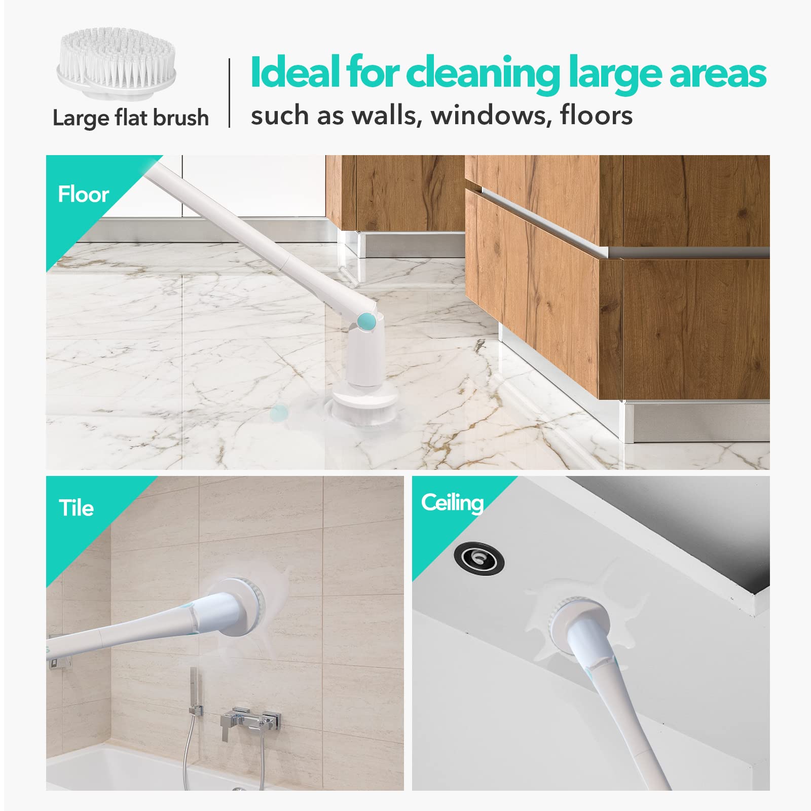 Famree Replaceable Brush Heads for Electric Spin Scrubber (Applicable to M5 Model), Brush Head 3 Pack Plus Storage Hook, Cordless Cleaning Brush Head for Bathroom Floor Tub, Tile, Floor