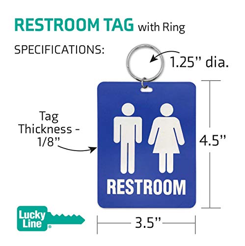 Lucky Line - Unisex Restroom Pass Key Tag, Plastic with Split Key Ring Keychain Identifier for Restaurant, Office, Gas Station, 1 Per Pack (53201)