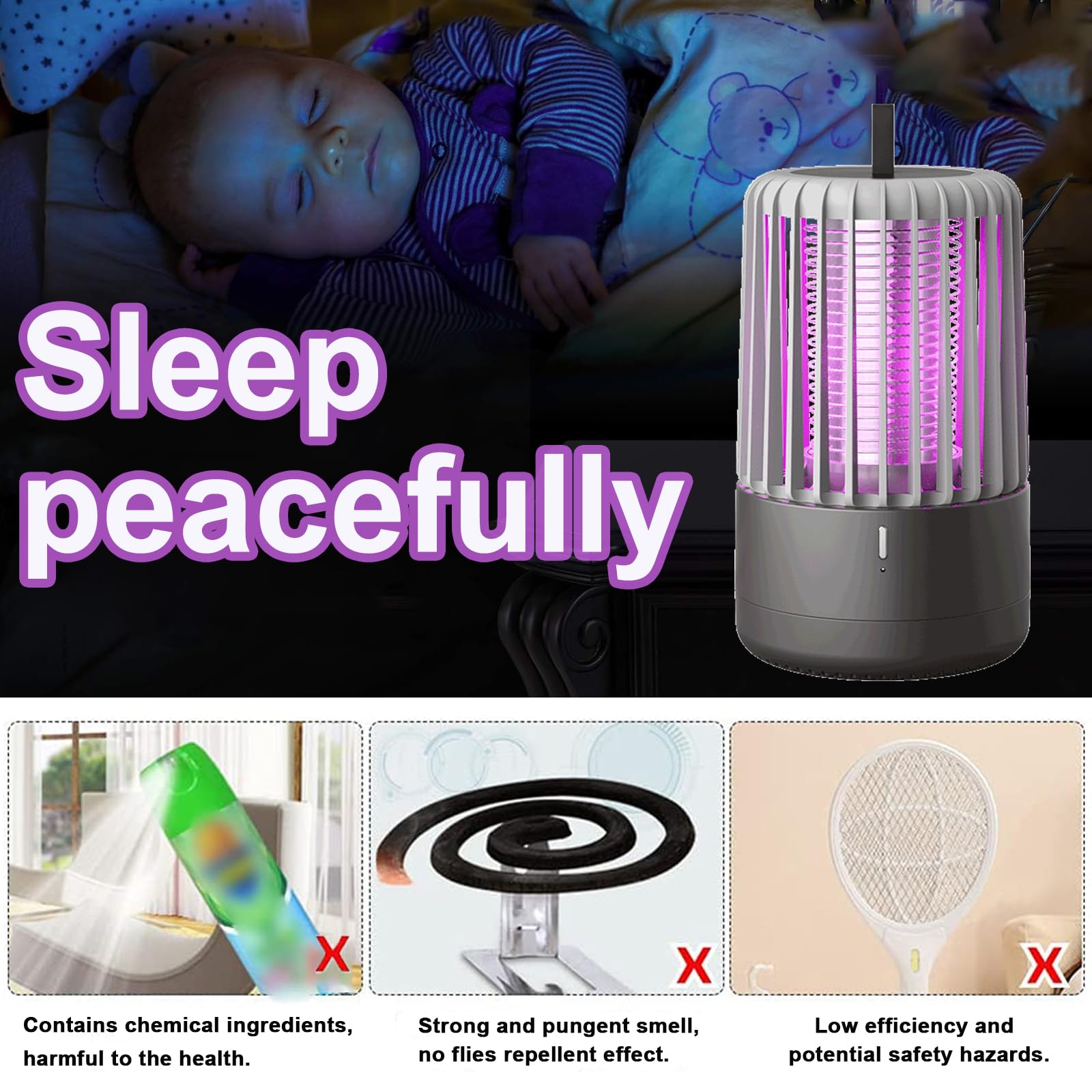 Bug Zapper Indoor,2 in 1 Mosquito Zapper,Indoor Bug Zapper,Electric Bug Zapper Outdoor,Effective Mosquito Trap & Mosquito Killer,Fly Zapper Indoor for Mosquitoes,Flies,Bugs