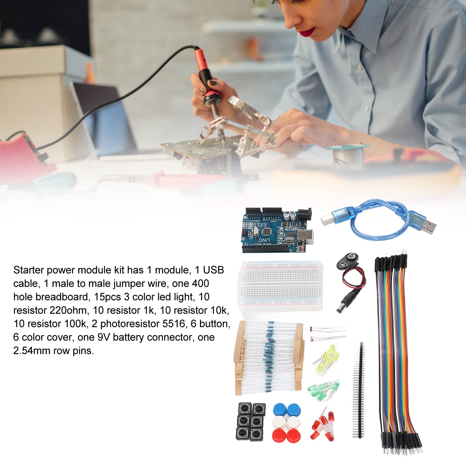 Electronic Starter, Male to Male Jumper Wire Basic Starter Module Kit USB Cable for Factory