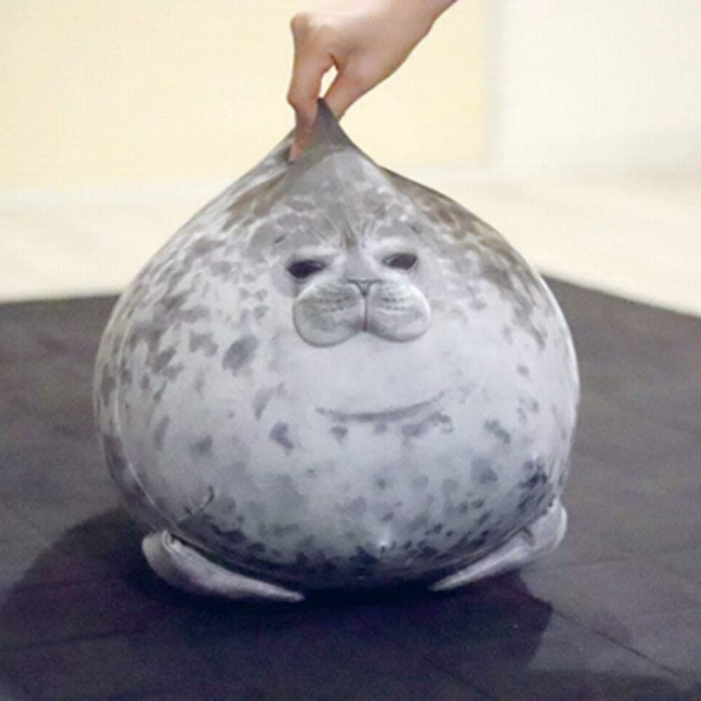 Rainlin Chubby Blob Seal Stuffed Cotton Plush Animal Toy Cute Ocean (A-Gray, Large(23.6 in))