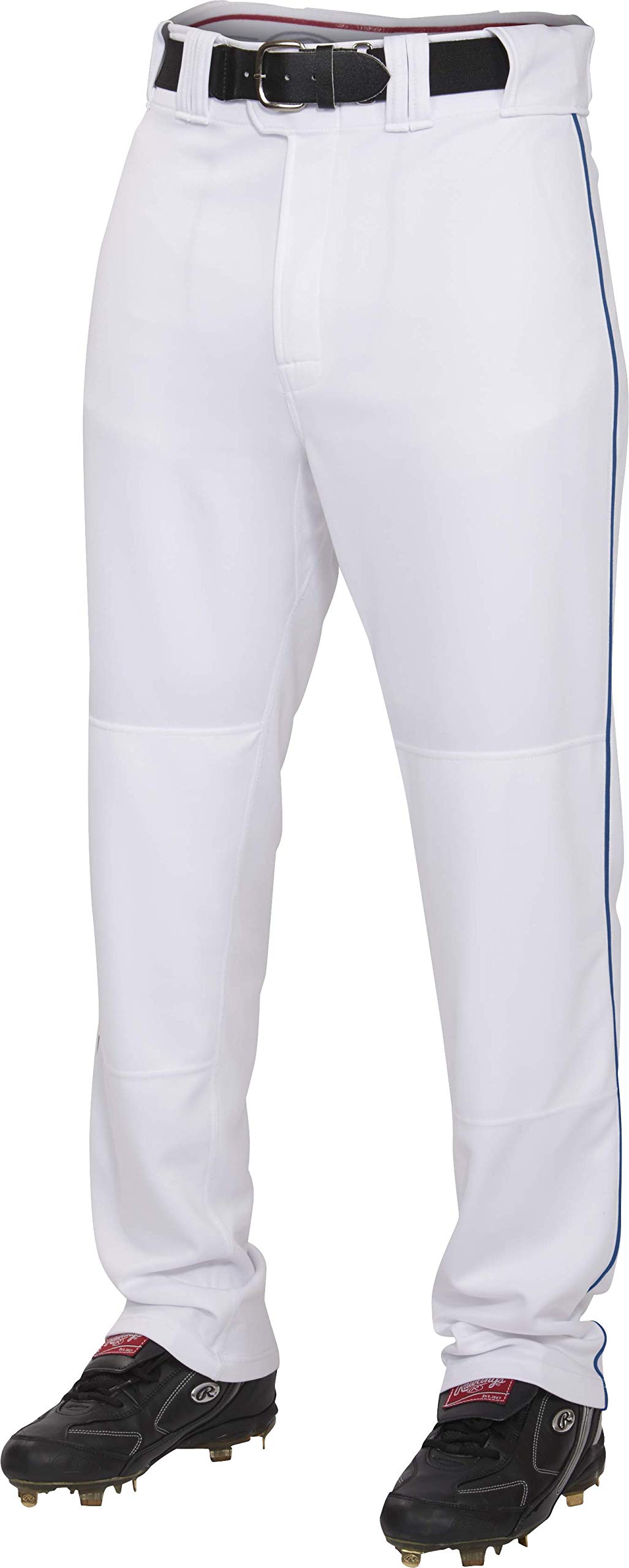 Rawlings | PRO 150 Series Baseball Pants | Adult Small | Piped | White / Navy | Relaxed Fit