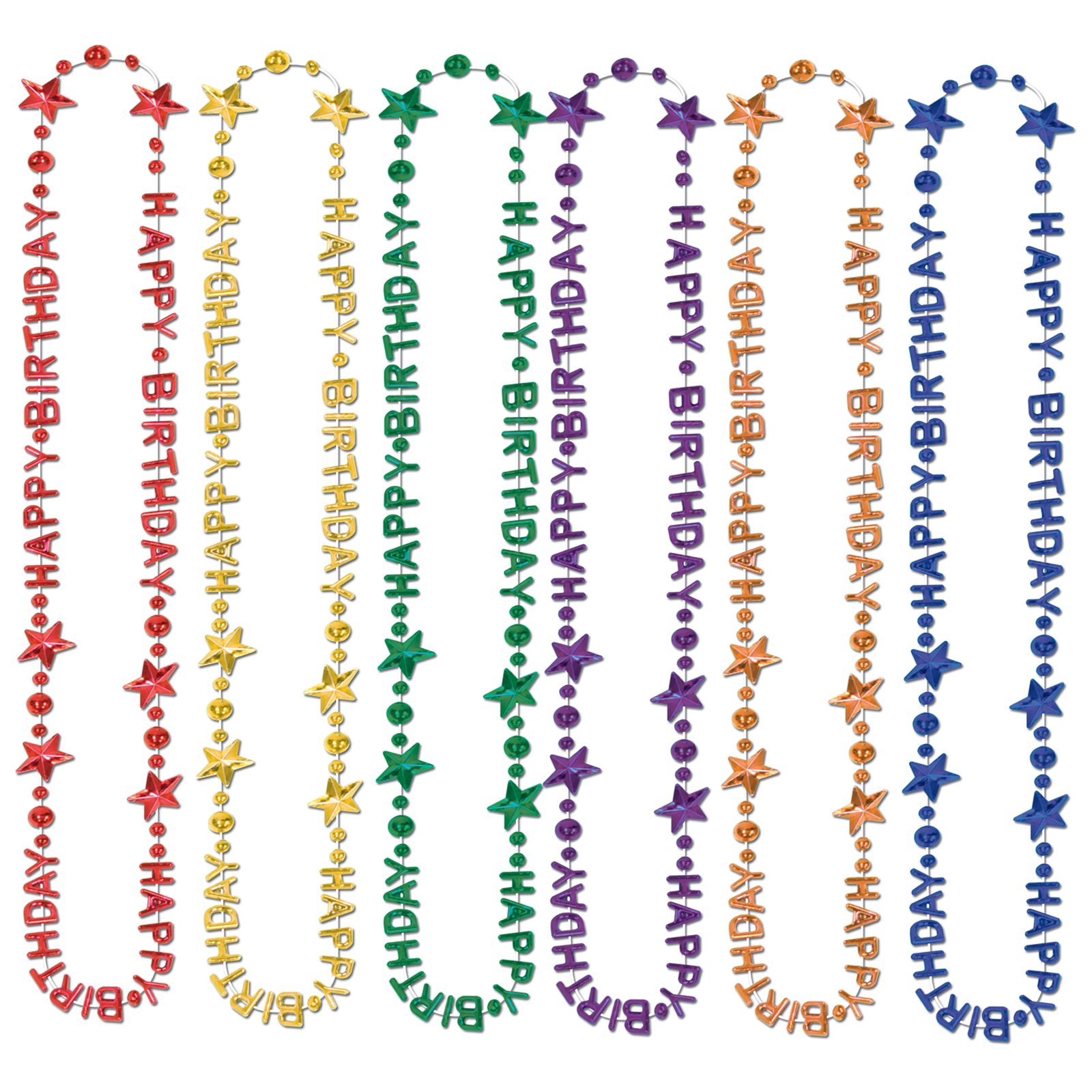 Happy Birthday Beads-Of-Expression (asstd B/G/GD/O/PL/R) Party Accessory (1 count) (1/Card)