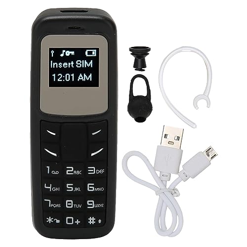 DAUZ Mini Mobile Cell Phone, Compact ABS Lightweight Mini Cell Phone for Travel (Black)