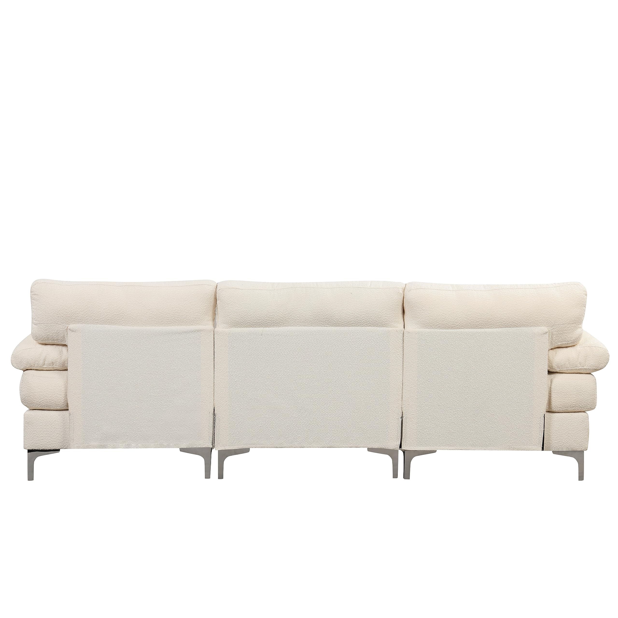 Casa Andrea Milano Luxury Modern Large Boucle L-Shape Sectional Sofa, with Extra Wide Chaise Lounge Couch