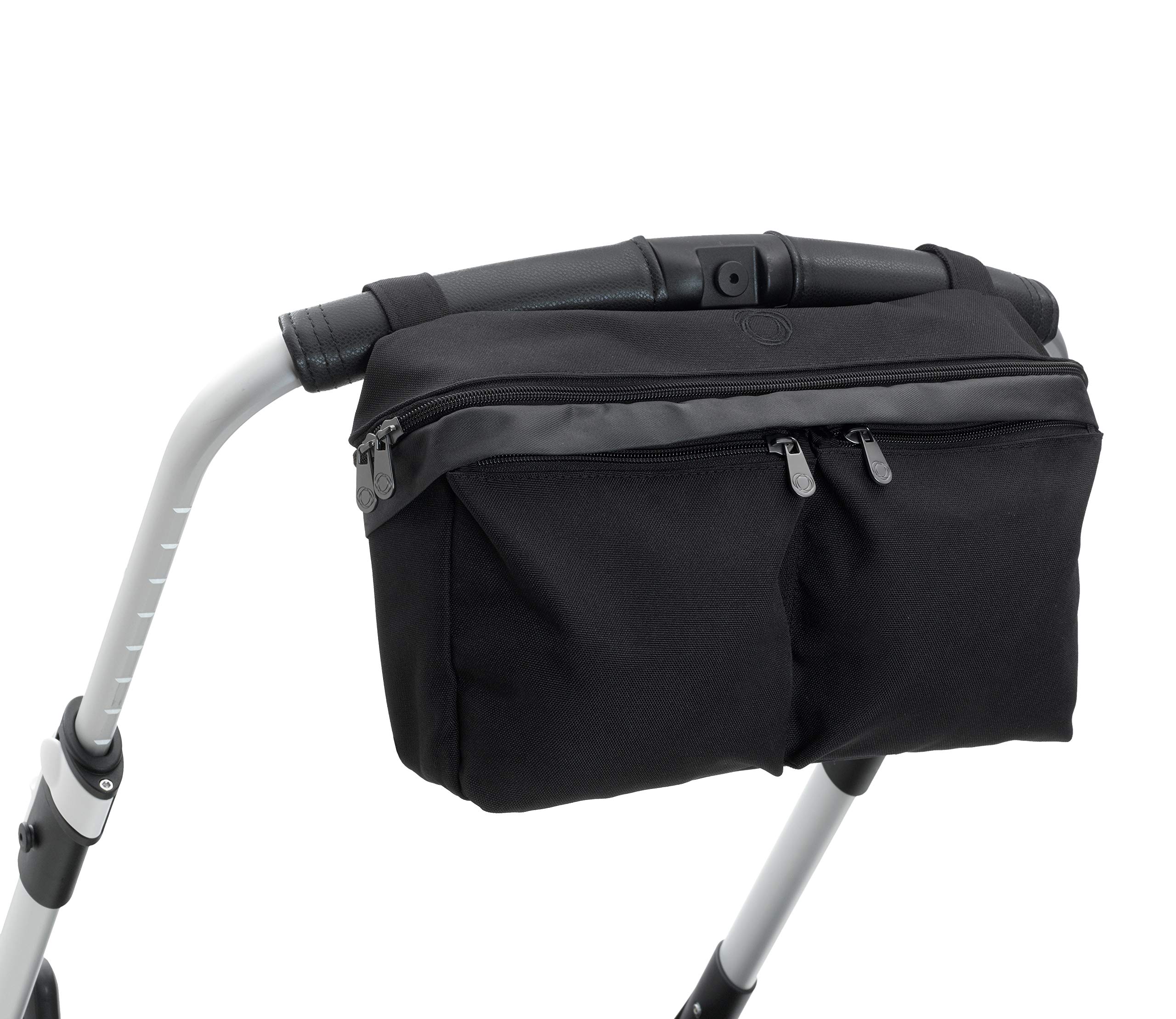 Bugaboo Stroller Organizer, Black - Compatible with Any Stroller - Attaches to the Handlebar or Behind the Seat, Converts into a Diaper Bag Tote