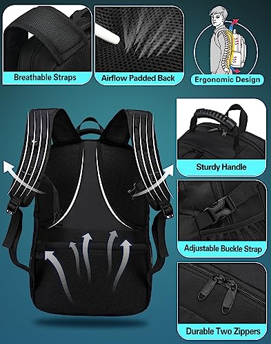 ProEtrade Travel Backpack, Extra Large Laptop Backpack School Business Anti Theft TSA Approved College Work Computer Bag Fits 17 Inch Laptop with USB Charging Port Bookbag for Women Men(Black)