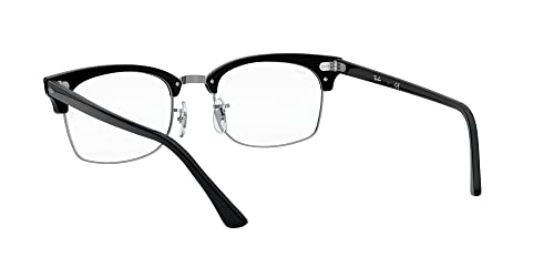 Ray-Ban RX3916VF Clubmaster Square Low Bridge Fit Prescription Eyeglass Frames, Shiny Black/Demo Lens, 55 mm