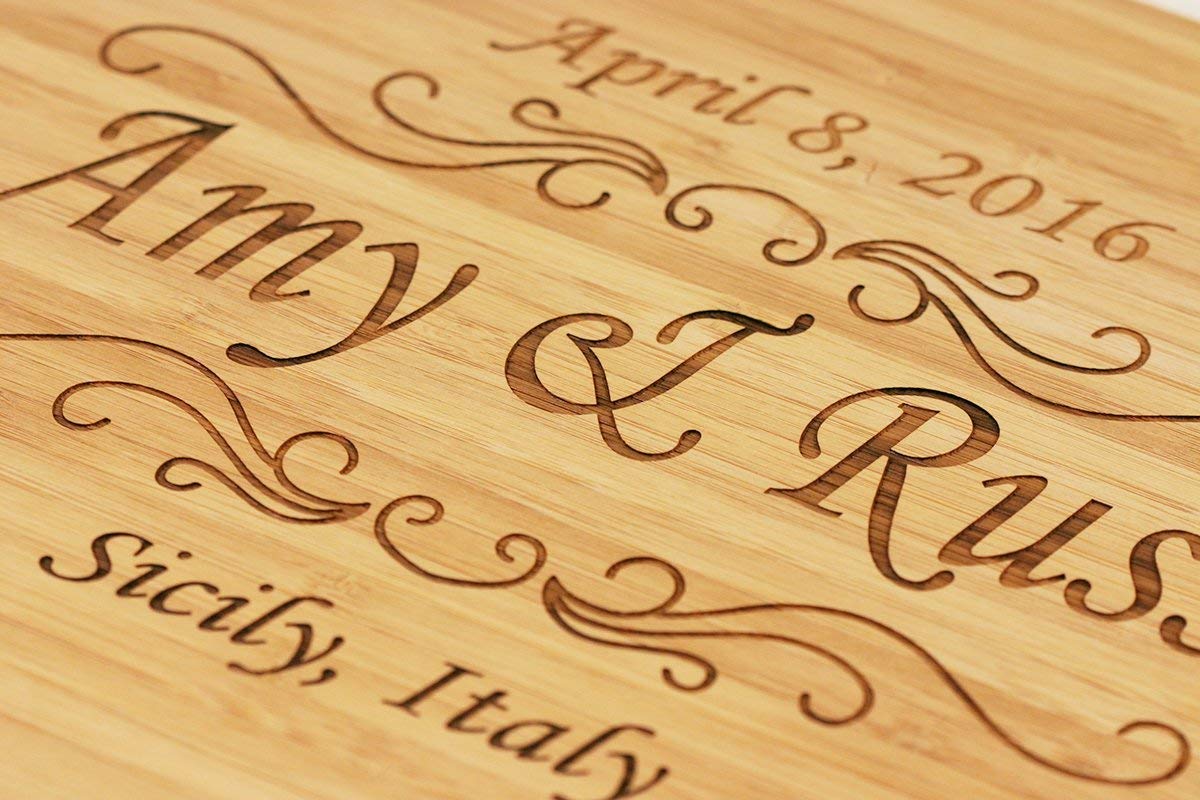 DA VINCI Personalized Custom Natural Bamboo Cutting Board for Wedding, Engagement, House Warming Gift. Your Text or Message Laser Engraved on the Board (12x16 Inch)