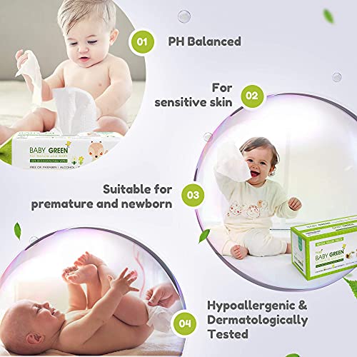 Yugi Baby Green Wipes Unscented Compostable Biodegradable and Organicā Value Pack (12 Packs of 72) 864 for Sensitive Skin