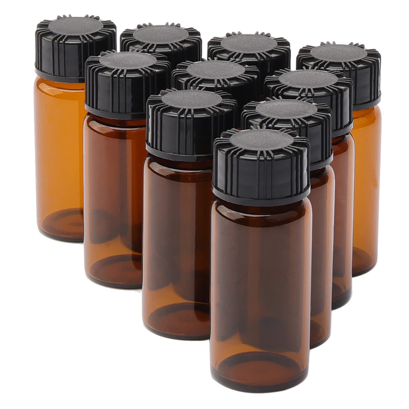 jiuwu 10 Pack Glass Vials with Screw CapsďźAmber Small Vials,10 Ml Glass Vials,Glass Bottles for Sample,Essential Oil,Perfume,Liquid Sampling Sample