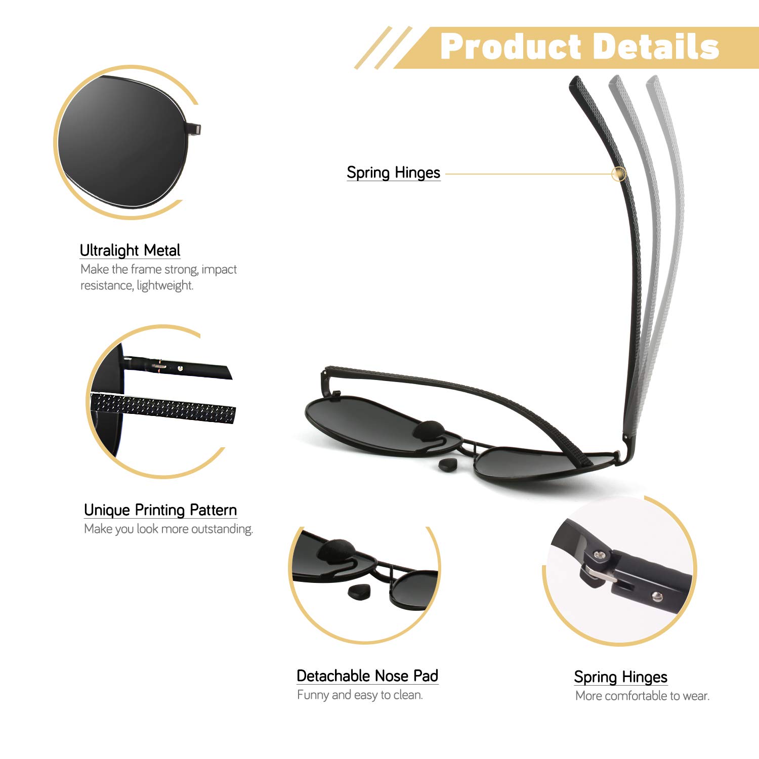 CGID Pilot Sunglasses Men Women Polarized UV400 Protection 62MM Pilot Metal Shades 3 Pack Gold Frame Grey, Blue, Silver Frame Silver Lens