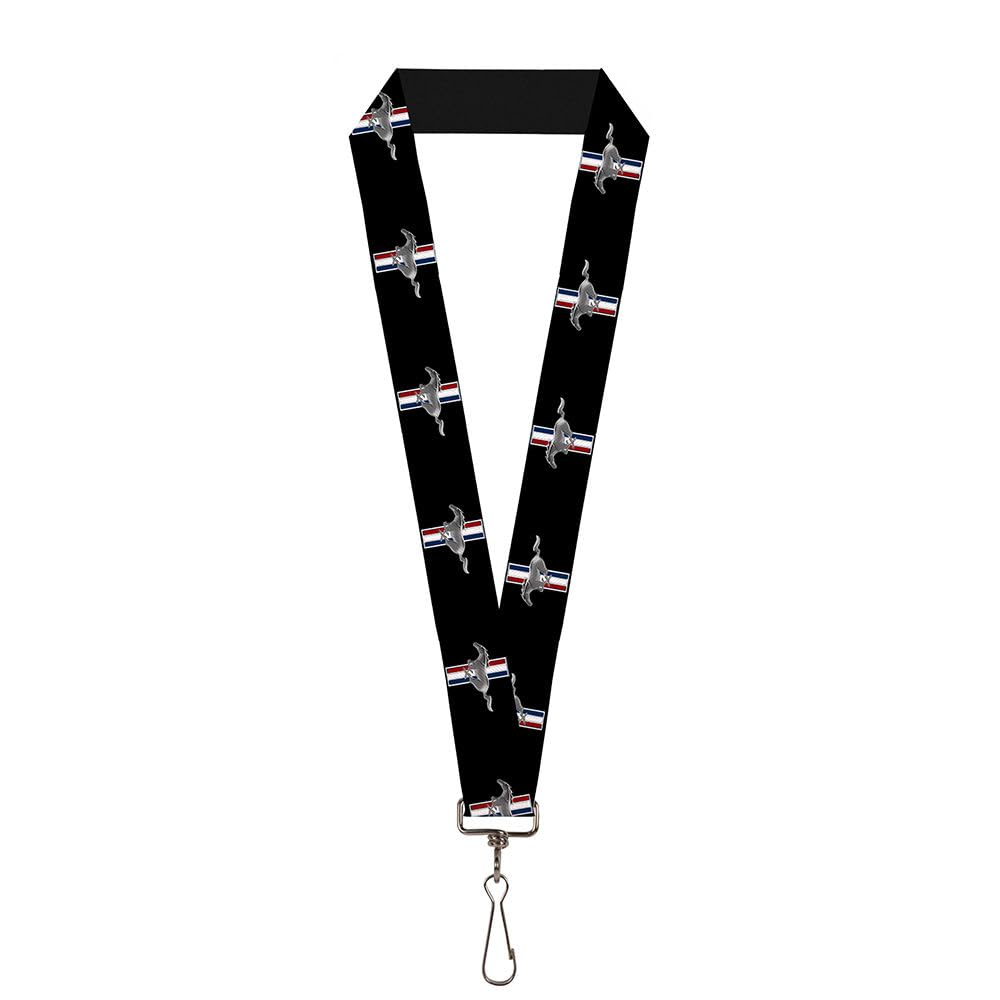 Buckle-Down womens Lanyard - 1.0" Ford Mustang W/Bars Logo Repeat Key Chain, Multicolor, One Size US