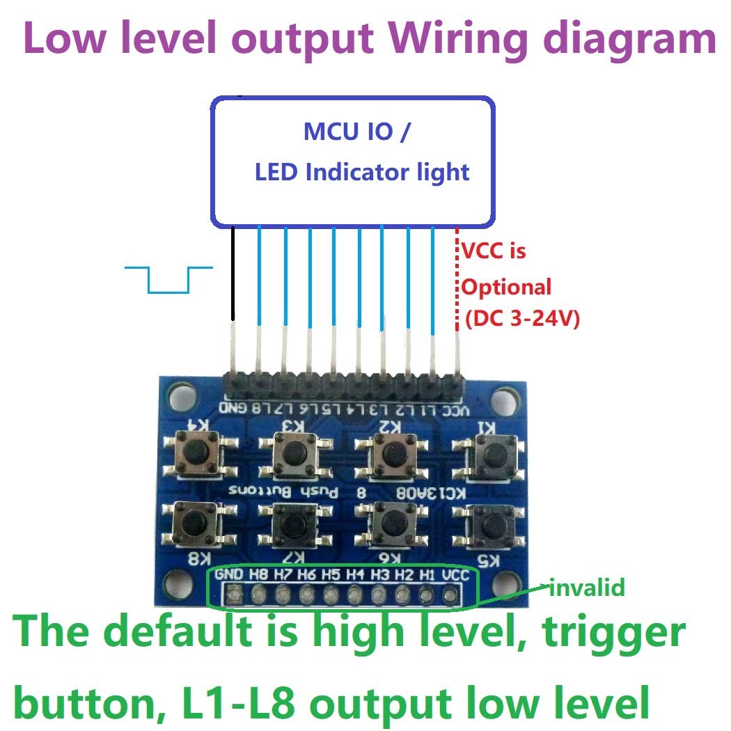 eletechsup 8-Button Low Level Push Buttons Module 8 Keyboard Keypad for Arduiuo Due Breadboard Leonardo Zero TRE Micro Banana pi STM32 with pin (4)