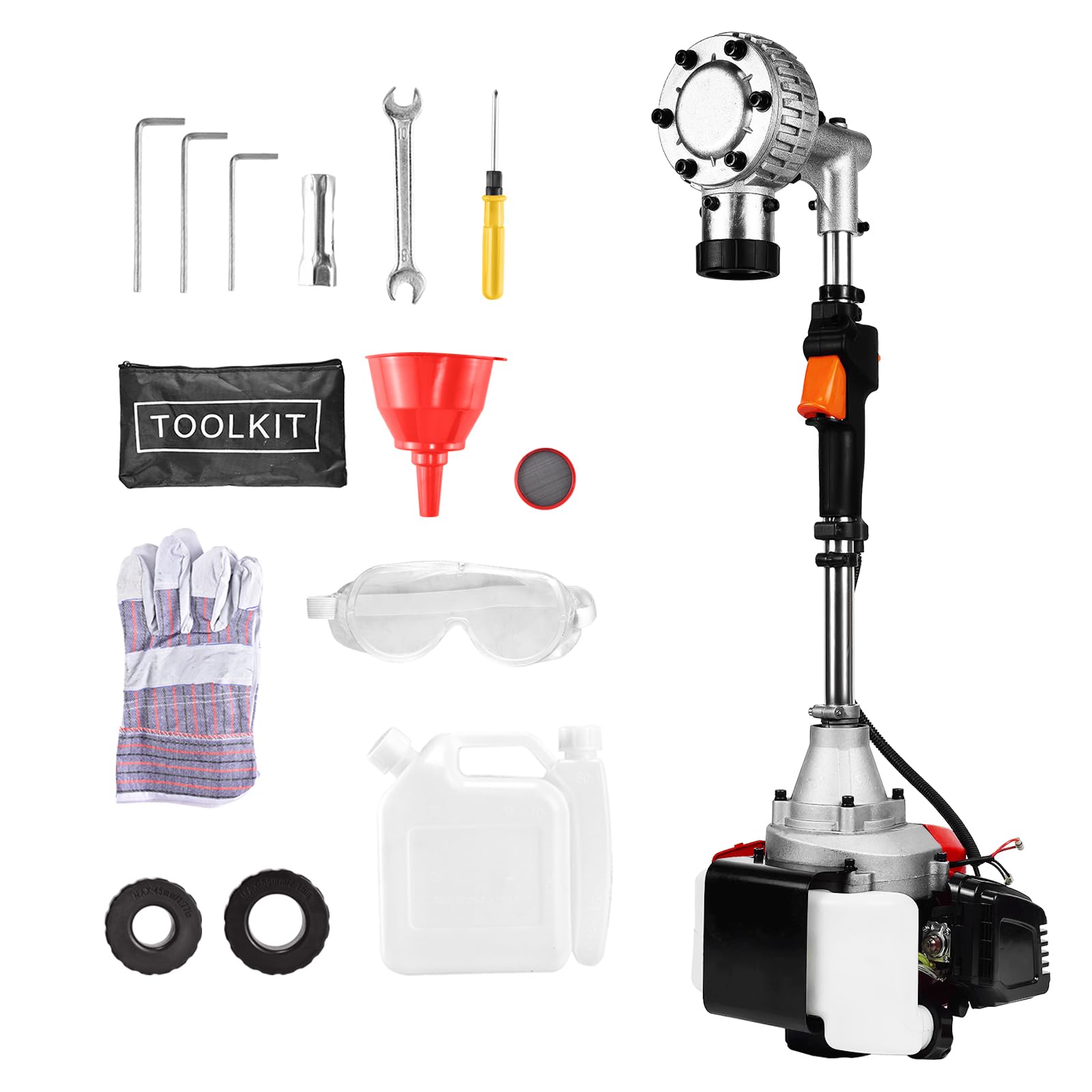 JKCHENPRO Portable Pile Driver Hammer, 2 Stroke Portable 52CC Gas Post Driver Hammer Drills, Handheld Gasoline Pile Driver for Fence Post Construction Site, Maximum Pile Driving Diameter for 50mm