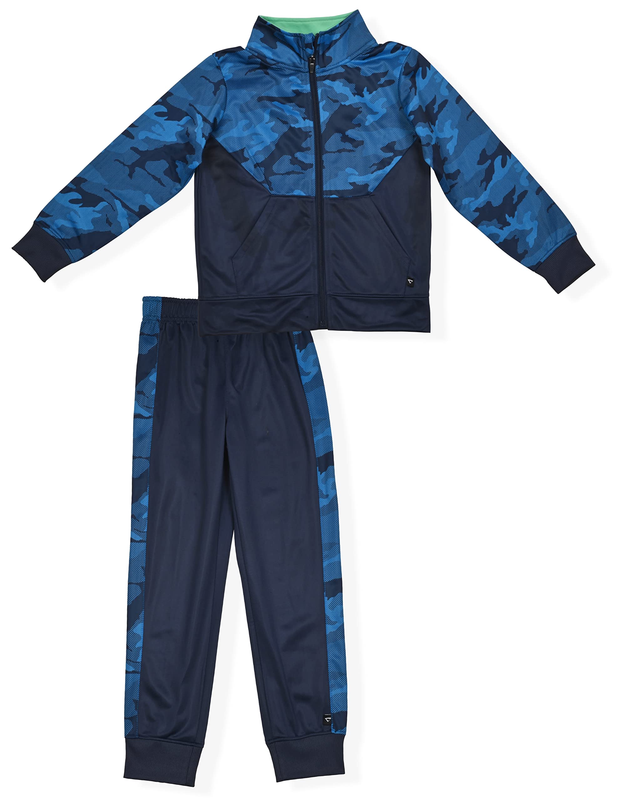 Cheetah Boys 2-Piece Camo Tricot Tracksuit Set, Blue, 10/12