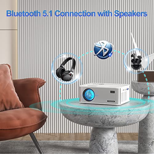 Projector with WiFi and Bluetooth,5G WiFi Native 1080P Suport 4K Mini Projector, Patviti Portable Projector 360Asin for Multimedia Home Theater Compatible with iOS/Android/XBox/PS4/TV Stick/HDMI