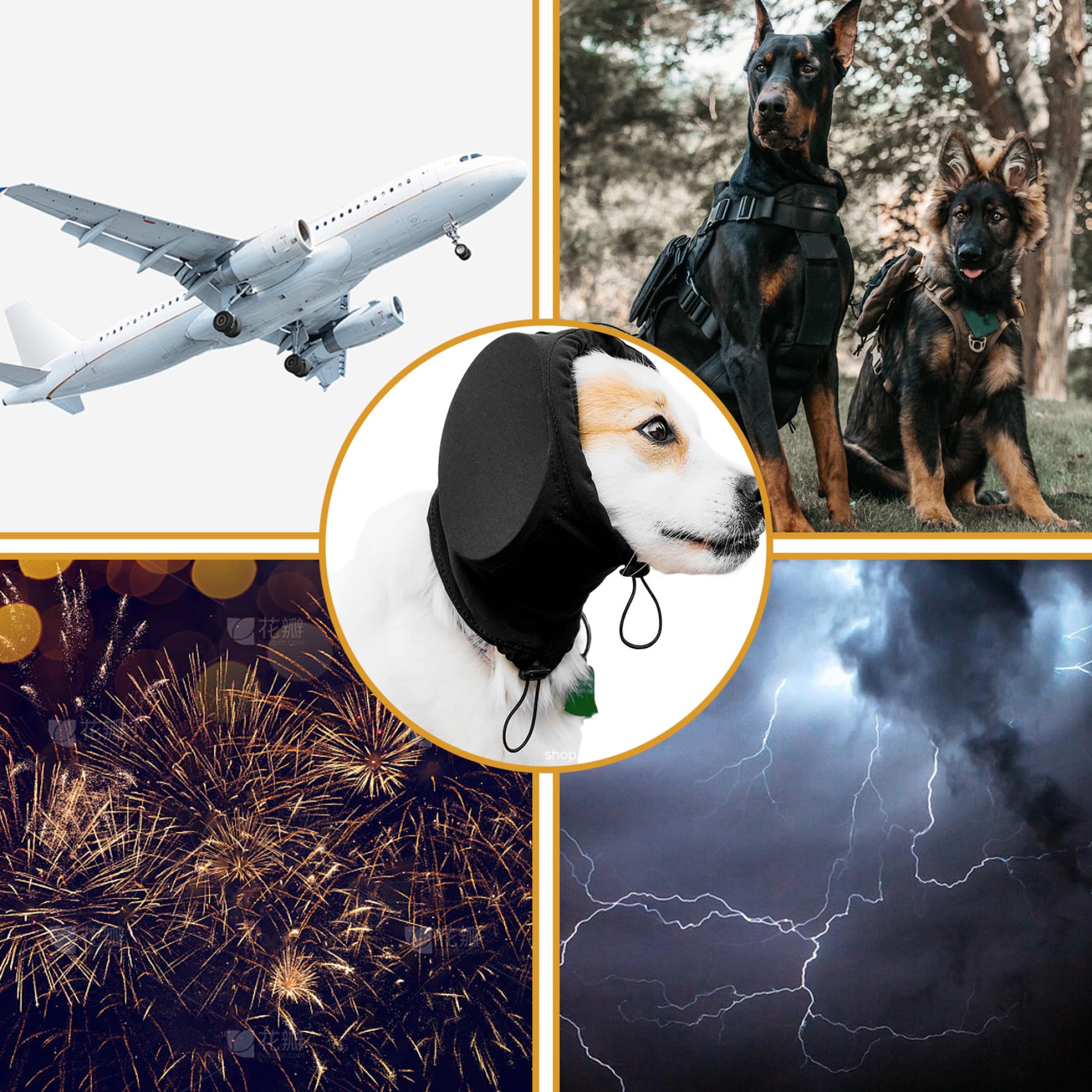 XJKLBYQ Dog Ear Muffs Noise Protection Noise Cancelling Headphones for Dogs, Dog Earmuffs, Dog Ear Plugs with Drawstring Fixing M