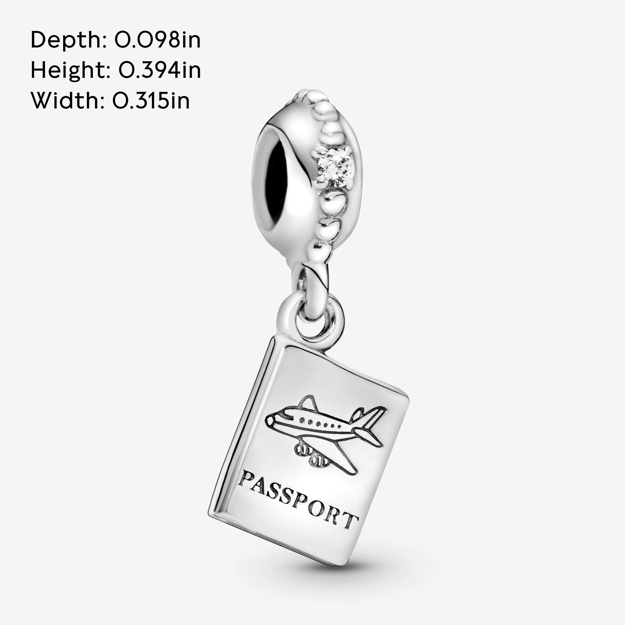 PANDORA Jewelry Passport Travel Dangle Cubic Zirconia Charm in Sterling Silver