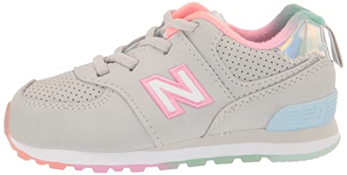 New Balance Kid's 574 V1 Bungee Sneaker, Summer Fog/Lemon Haze/Uv Glo, 9 Toddler