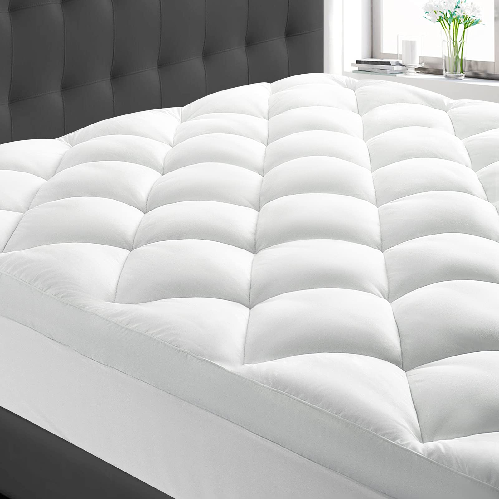 Minoroty Extra Thick Mattress Topper Twin Size, Down Alternative Fill Plush Mattress Pad Cover Topper, Cooling Pillow Top with 8-21Inch Deep Pocket, White