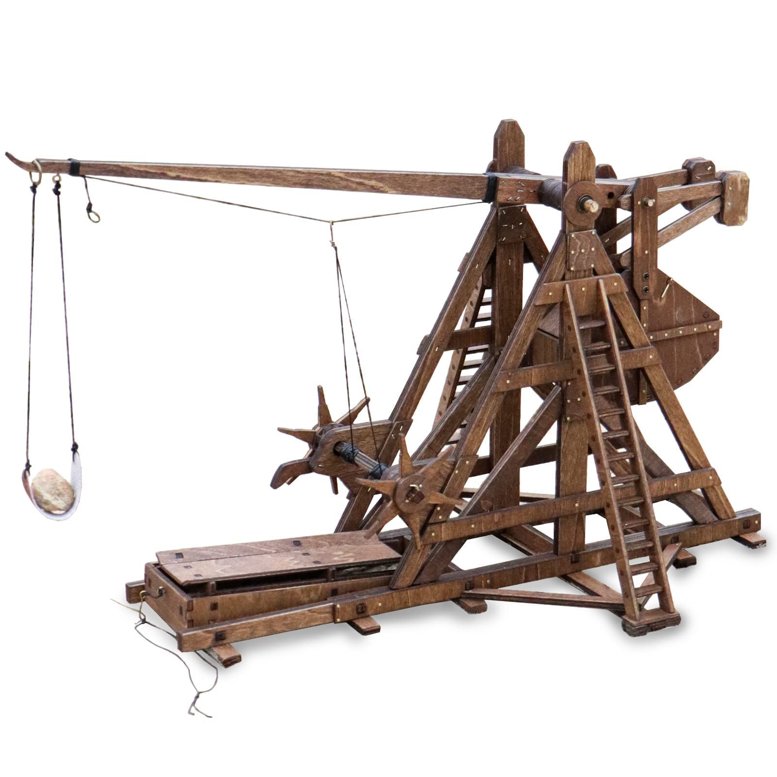 YAQUMW The Mini Counterweight Trebuchet Europe Medieval Siege Equipment Chariot Catapult Weapons DIY 3D Wooden Puzzles Model Kits for Adults STEM Projects Tabletop Toy