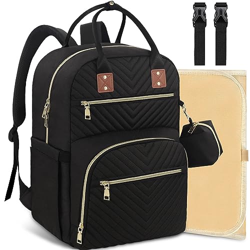 Tenot Baby Diaper Bag Backpack, Travel Diaper Bags for Baby Girl Boy Large Capacity Baby Bag Backpack for Women Black
