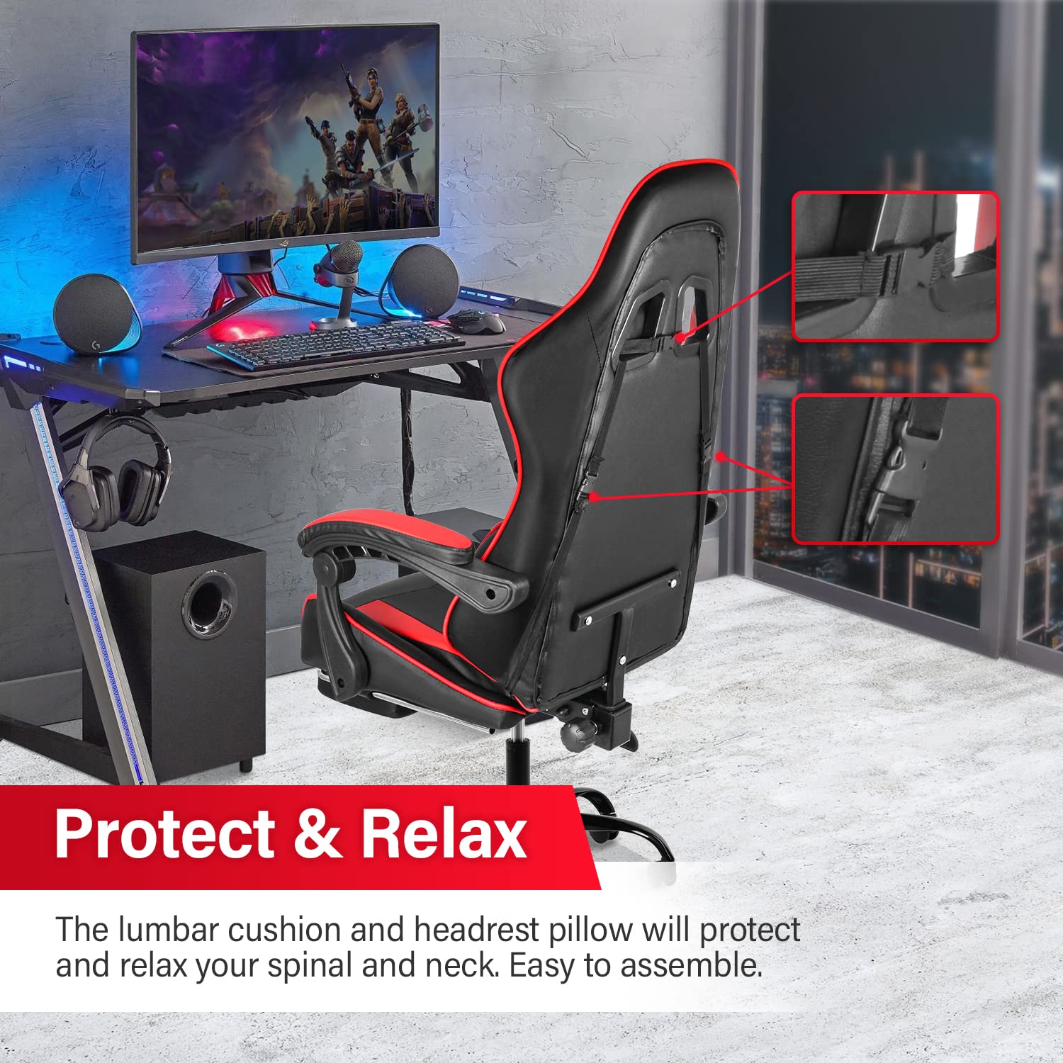YSSOA Backrest and Seat Height Adjustable Swivel Recliner Racing Office Computer Ergonomic Video Game Chair