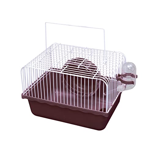 Gerbil Carrier Hamster Cage Portable Travel Rat Cage with Handle Gerbils Cages Small Animal Carry Case Pets House Habitats for Going Out Traveling (Coffee) Chinchilla Carrier
