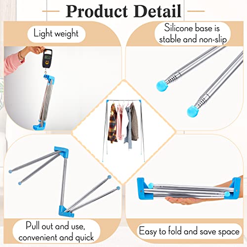 Gerrii Portable Garment Rack and 12 Small Foldable Clothes Hangers Folding Clothes Rack Travel Collapsible Clothing Rack for Indoor Outdoor Drying Laundry Dance Costume Bag Suitcase Camping (Blue)