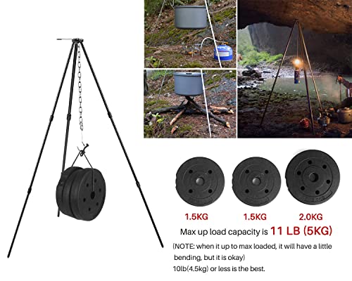 Camping Tripod Campfire Cooking Dutch Oven Tripod Mini Adjustable Grill Tripod Cooker Campfire Grill Stand Tripod Grilling Set Cooking Lantern Tripod Hanger with Storage Bag for Outdoor Activities