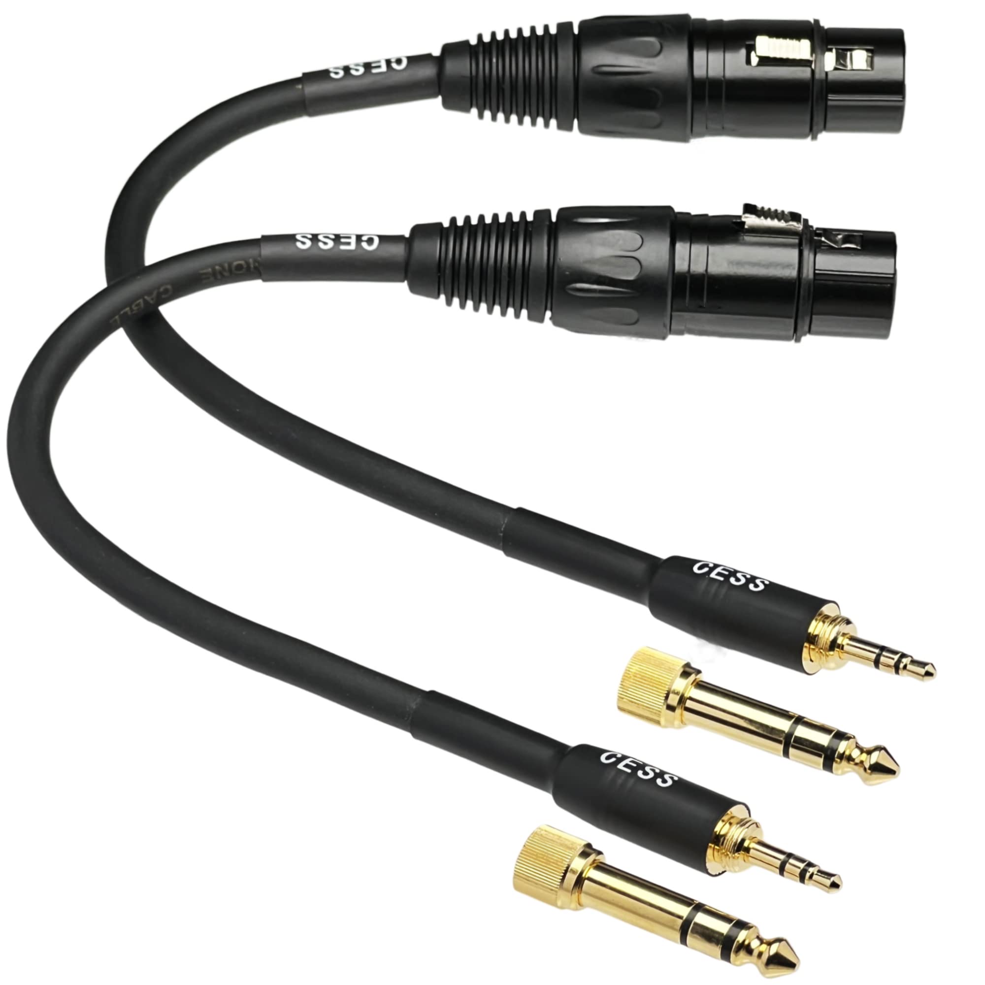 CNCESS CESS-210 XLR to 3.5mm TRS Adapter Cable with 3.5mm to 6.35mm (1/4β) Converter, Female to Male, Compatible with Microphone, Active Speakers, Stage, DJ, Studio Audio Console, 2 Sets