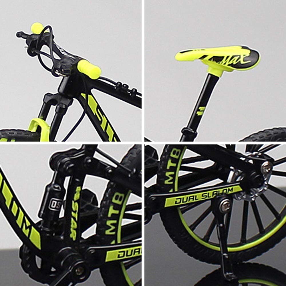 YEIBOBO ! Alloy Mini Downhill Mountain Bike Toy, Die-cast BMX Finger Bike Model for Collections (Black/Green)