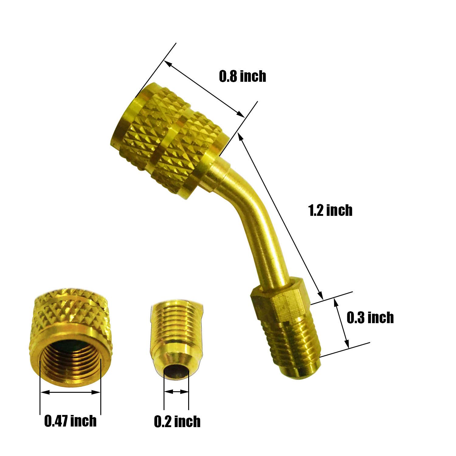 R410A Adapter for Mini Split HVAC System 5/16" Female Quick Couplers x 1/4" Male Flare,Pack of 2