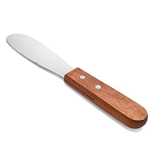 New Star Foodservice 43006 Wood Handle Butter Spreader, 7.5-Inch, Silver, Set of 4