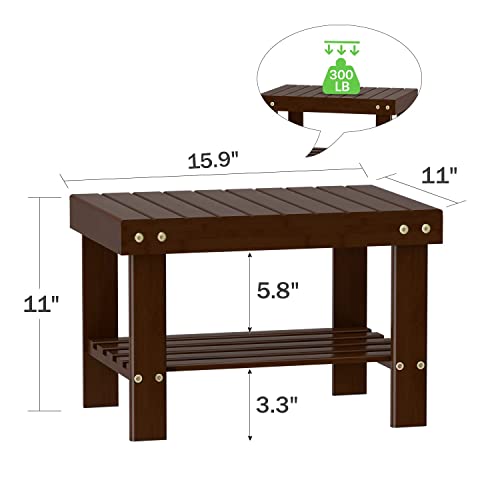 Zhuoyue Wooden Step Stool for Kids Adults Walnut Small Bamboo Wood Shower Foot Rest Stool Shaving Legs for Bathroom Sink Bed Kitchen