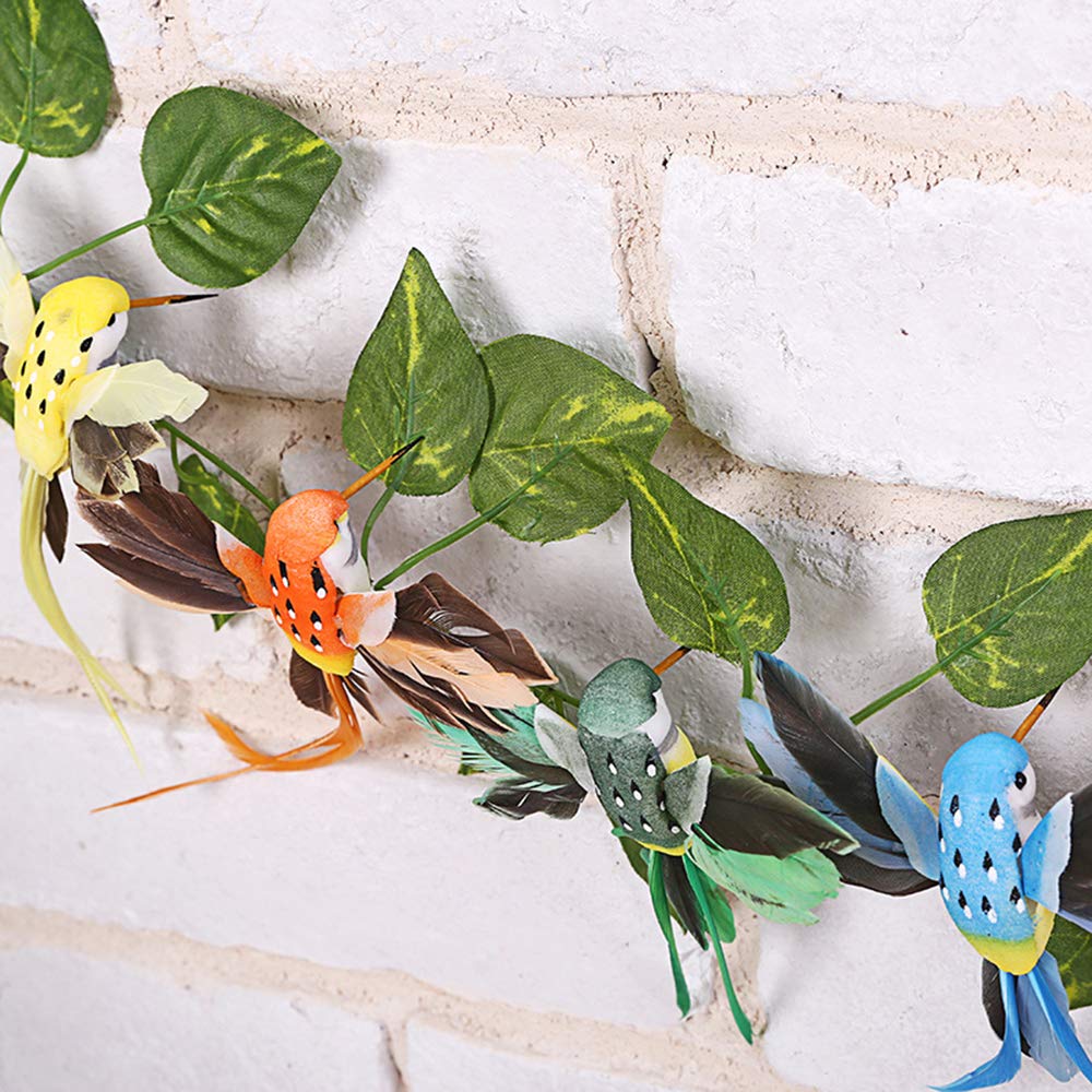 Oeey 12 Pcs Artificial Foam Hummingbird Feather Bird Figurine Simulation Feather Bird Ornaments for DIY Craft Wedding Decoration Home Garden Party Christmas Tree Embellishing Metal Clip