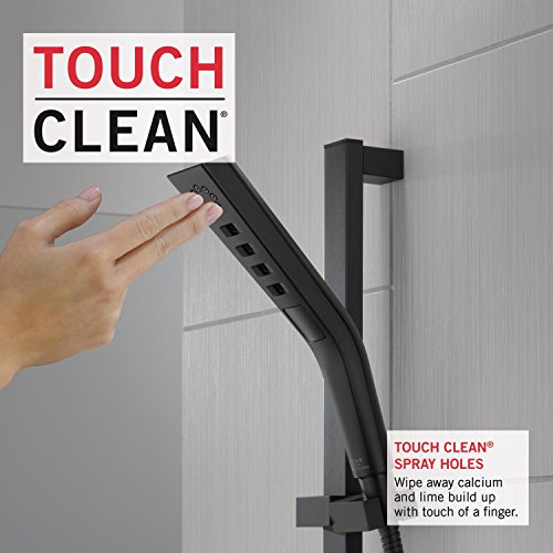 Delta Faucet 3-Spray H2Okinetic Slide Bar Hand Held Shower with Hose, Black Handheld Shower Head, Slide Bar Hand Shower, Handheld Shower, Detachable Shower Head, Matte Black 51799-BL