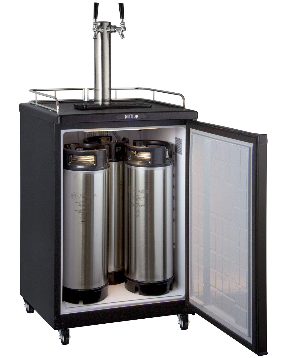 Kegco Keg Dispenser, Black, 2 Tap