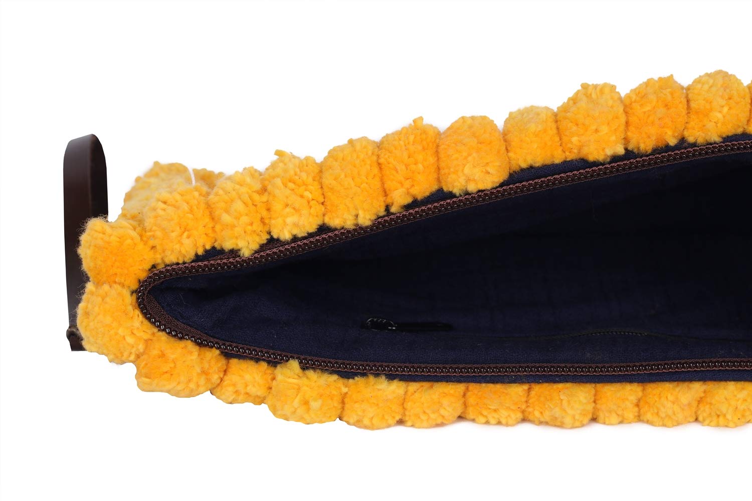 Yellow Pom Pom Clutch Bag with Embroidered Hmong Tribes Star Pattern