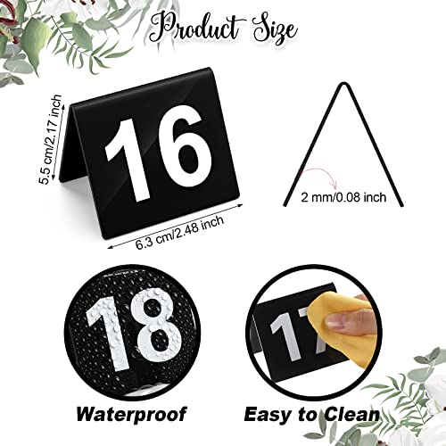 Tuanse Table Numbers 1-25 Acrylic Double Side Numbered Table Tents Plastic Restaurant Wedding Table Number Table Tent Numbers Cards Signs for Party Banquets Wedding Reception (Black, White)
