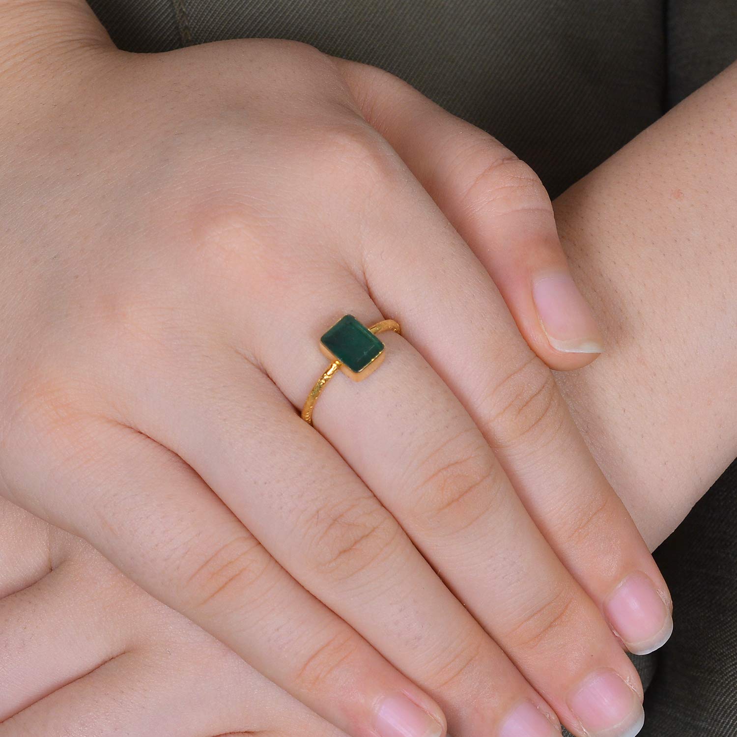 Certified Handcrafted 18K Yellow Gold With Sqaure Shape 1.55 Carat Real Genuine Emerald Gemstone Rings For Women Jewelry Gifts