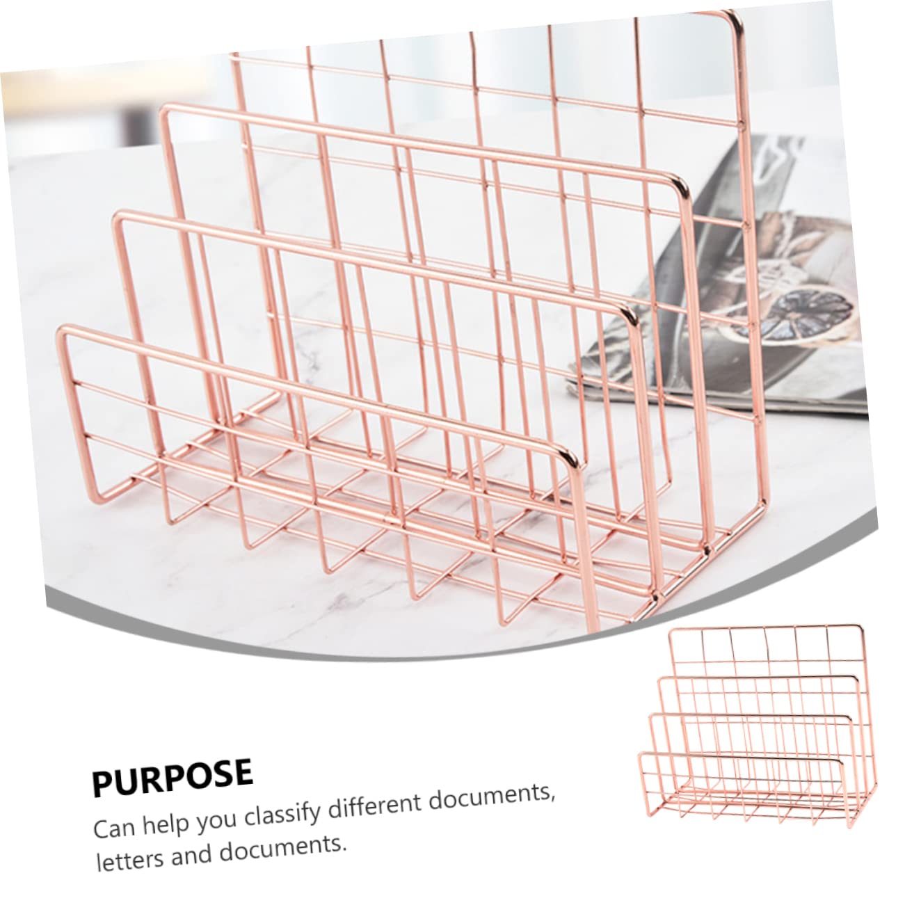 Ciieeo 1pc Letter Rack File Rack Desktop Iron Storage Rack Office File Document Folder File Manager Letter Holder Rack Bookshelf for Office Metal File Organizer Vinyl Records Paper