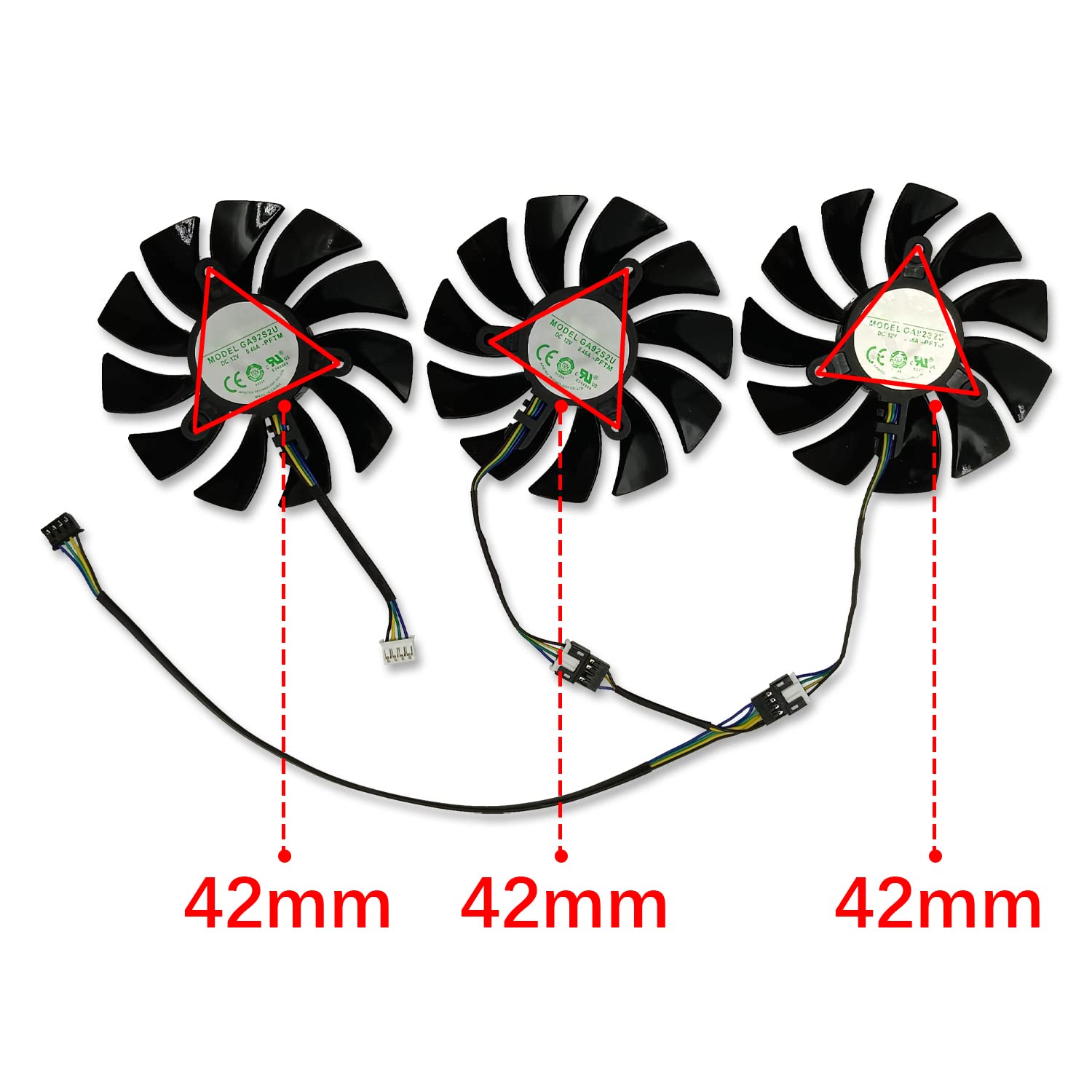 Daoweds 88 mm Graphics Card Fan GA92S2U 4Pin GPU Card Cooler Fans for ZOTAC GeForce RTX 2060 2080 2080 Ti 2070 Graphics Card Fan (Fan-ABC)