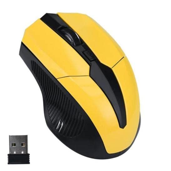 Calvas New 1pc 2000DPI Yellow Wireless Mouse With USB Receiver Optical Wireless Mouse Ergonomic For Laptop PC Computer fe8