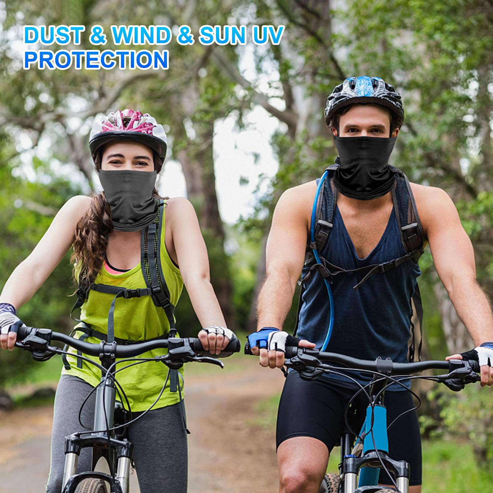 COOLZU 4 Pack Neck Gaiter Face Mask : Balaclava Mask & Bandana Headband for Men Women (Blue&black&gray&dark Blue)