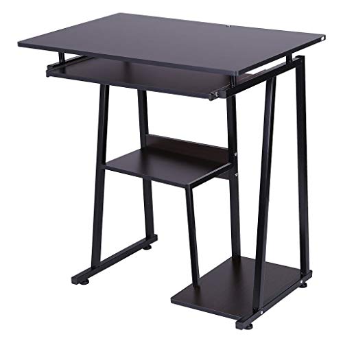 Clear Desk Home Office Home Office Wood Computer Desk with Keyboard Tray, Students Writing Table with Storage Drawers Hutch (Black, One Size)